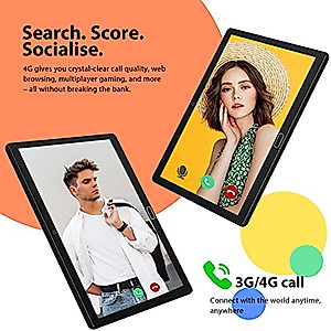 Tablet 10.1 Inch Android 11 Tablets with 4G LTE Cellular, 4G RAM, 64GB ROM, 2 In 1, Octa-Core, Keyboard，Tablet Case, 13MP Camera, Bluetooth, WiFi, GPS, Dual Sim Card Slot, HD Touchscreen, (Black)