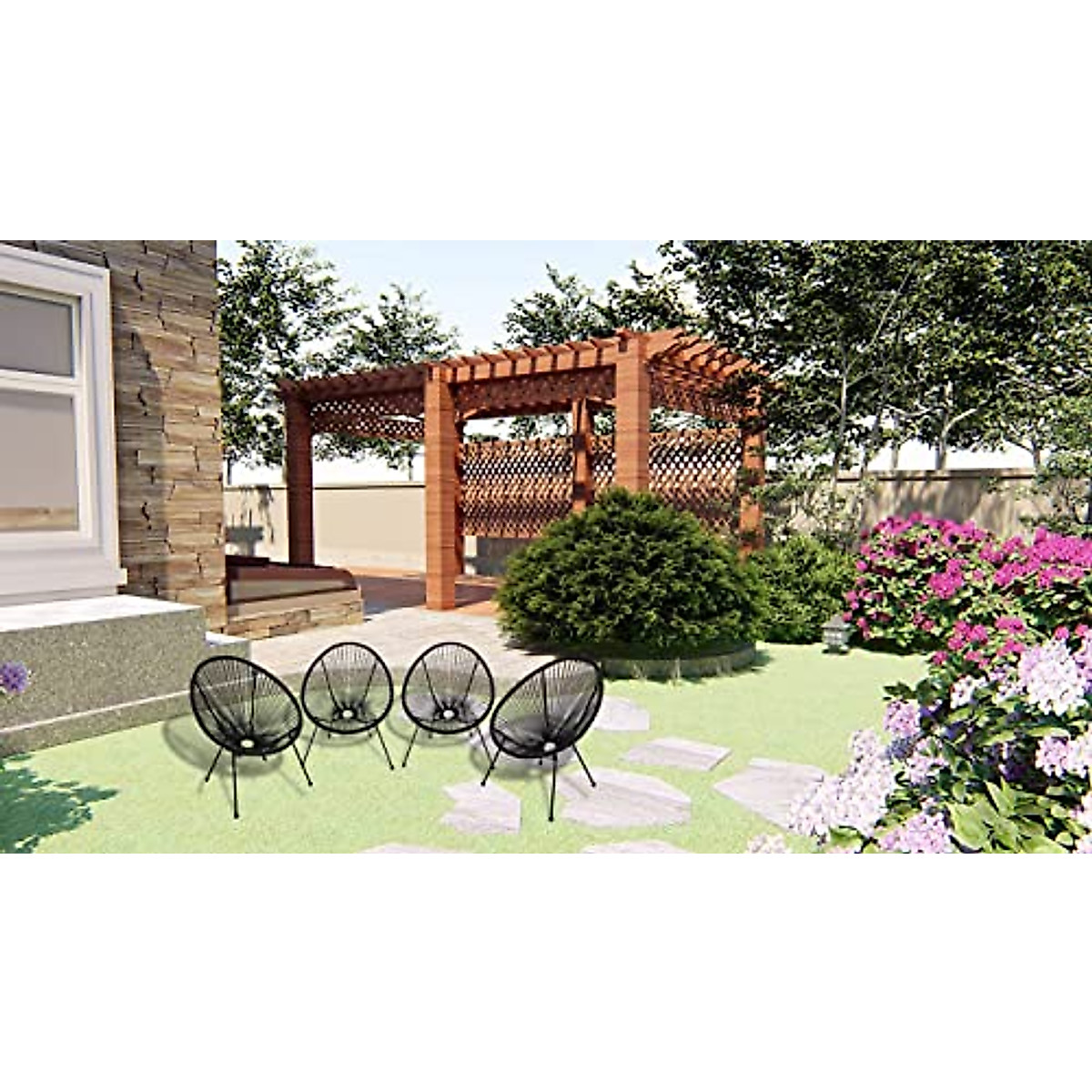 Acapulco Woven Lounge Chair for Indoor and Outdoor Use (4PC Black)