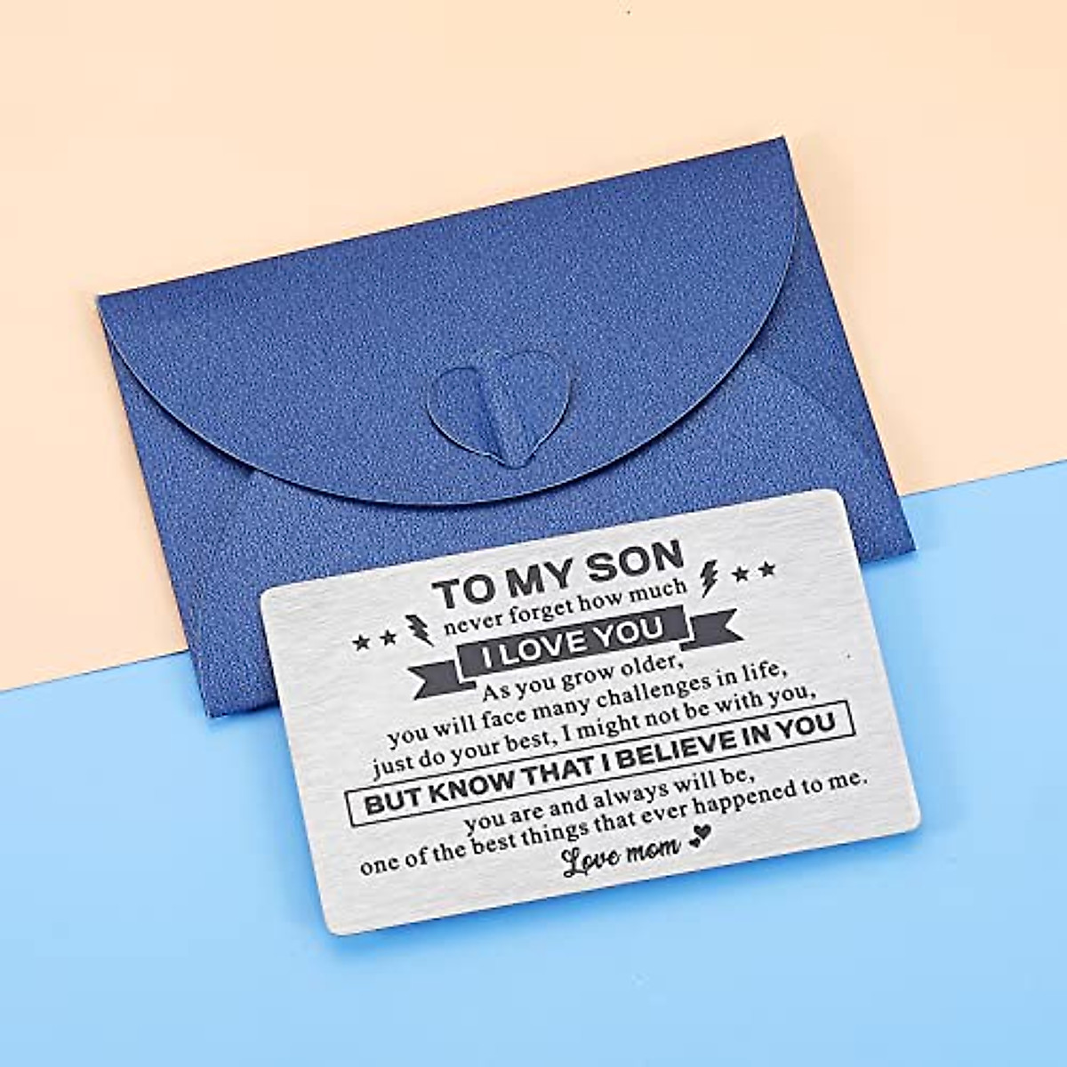 Son Valentines Day Gifts from Mom Teen Boy Christmas Stocking Stuffer Birthday Graduation Wedding Gifts for Baby Adult Son Boys Teenagers To My Son Wallet Card Inspirational Gift for Step Son In Law