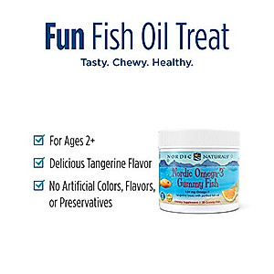 Nordic Naturals Nordic Omega-3 Gummy Fish, Tangerine - 30 Gummy Fish - 124 mg Total Omega-3s with EPA & DHA - Non-GMO - 30 Servings