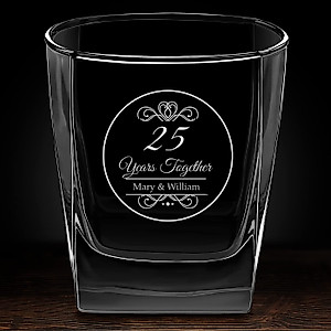 Maverton 6 Whiskey glasses for couples - Tumblers for Wedding - Drinking glasses for pairs - Personalized whisky set for newlyweds - Glassware for anniversary - For Parents - ANNIVERSARY