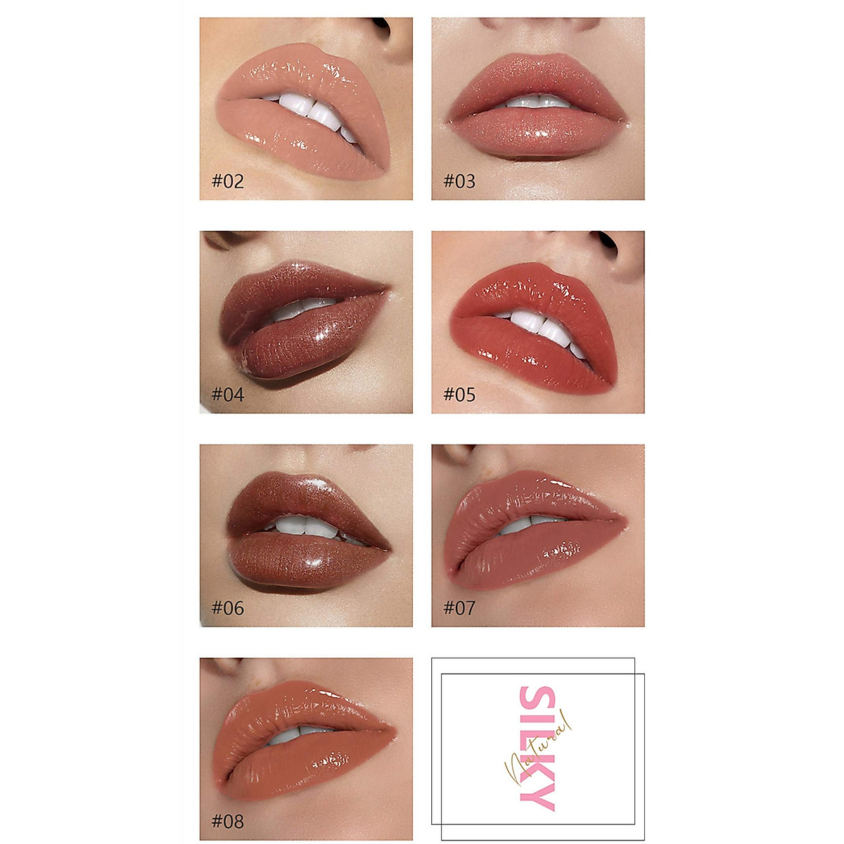 MAEPEOR Shiny Glossy Lipgloss Set 8PCS Non-Sticky Moisturizing Lip Gloss Long-lasting High Shine & Shimmer Liquid Lipstick for Girls and Women (Shiny Glossy, 8PCS-A)