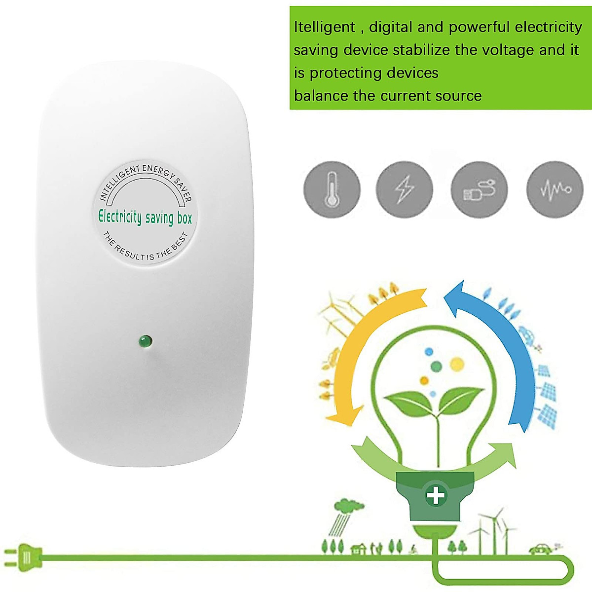 2 Pack Power Saver, Household Power Saver, Electricity Saving Box Energy Saver Power Saving and High Efficiency US Plug (2PC)