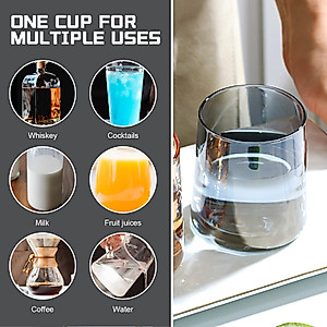 Sekonow Set of 4 Colored Whiskey Glasses, 8.8 Oz Old Fashioned Glass, Rocks Glasses Tumbler, Stemless Drinking Glassware for Men Women Bourbon Scotch Cocktail Tequila Liquor (Gray)