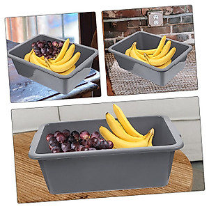 Unomor 2pcs Box Storage Basket Rectangular Bus Tubs Dish Washing Tub Dish Basin Dish Wash Basin Commercial Tote Tub Restaurant Wash Basin Vegetable Tote Tub Utility Bus Tub Grey Pp