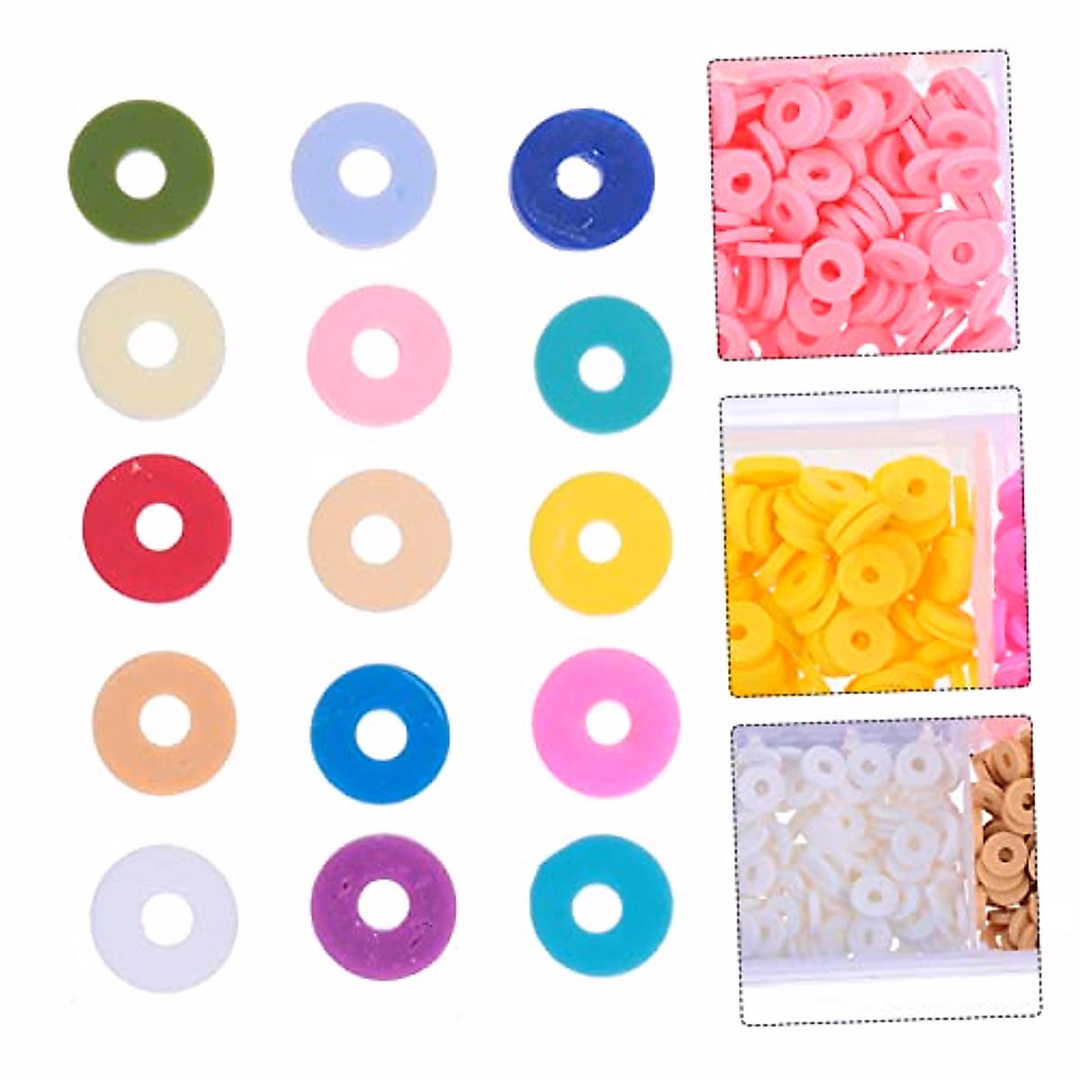 Didiseaon 1 Box Soft Ceramic Beads African Jewelry Flat Earrings Charm Bracelet Kit Clay Heishi Beads Polymer Clay Loose Beads Hawaiian Bead Charm Craft Making Beads Craft Spacer Beads Orb