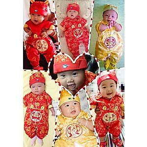 CRB Fashion Baby Newborn Boy Girls Chinese New Years Asian Shirt Outfit … (2 to 4 Months, Short Sleeves Dragon)