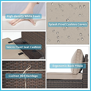 ASJMR Outdoor Patio Furniture Set with Gas Fire Pit Table, 13 Pieces Outdoor Furniture Set Patio Sectional Sofa w/43in Propane Fire Pit, PE Wicker Rattan Patio Conversation Sets (Sand)