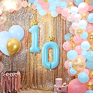 MJartoria Bundle 40 Inch Number Balloons with Crown with Birthday Party Hats 0-9 Big Size Happy Birthday Balloon Foil Digital Balloon for Birthday Party Wedding Anniversary Baby Shower Decorations