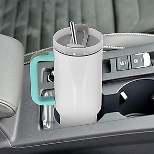 AGH 2 Pack 40 oz Sublimation White Tumbler with Blue Handle and Stainless Steel Straw, Insulated Double Wall Vacuum Reusable Cups with Leakproof Lid, Travel Mugs Blank for Party,Home,Driving,Office