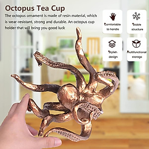 dytcfly Octopus Mug Holder for Home Decor, Upgrade Anti-Drop ccoffee Cup Holder for countertop，Retro Style Gold Resin Octopus Cup Holder, Octopus Statue Accessories for Kitchen Restaurant Coffee bar