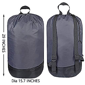 UniLiGis Washable Laundry Bag Backpack, Large Clothes Hamper Bag to Hold 4 Loads of Laundry, 2 Strong Adjustable Shoulder Straps with Drawstring Closure for Travel, Camping or College, Grey