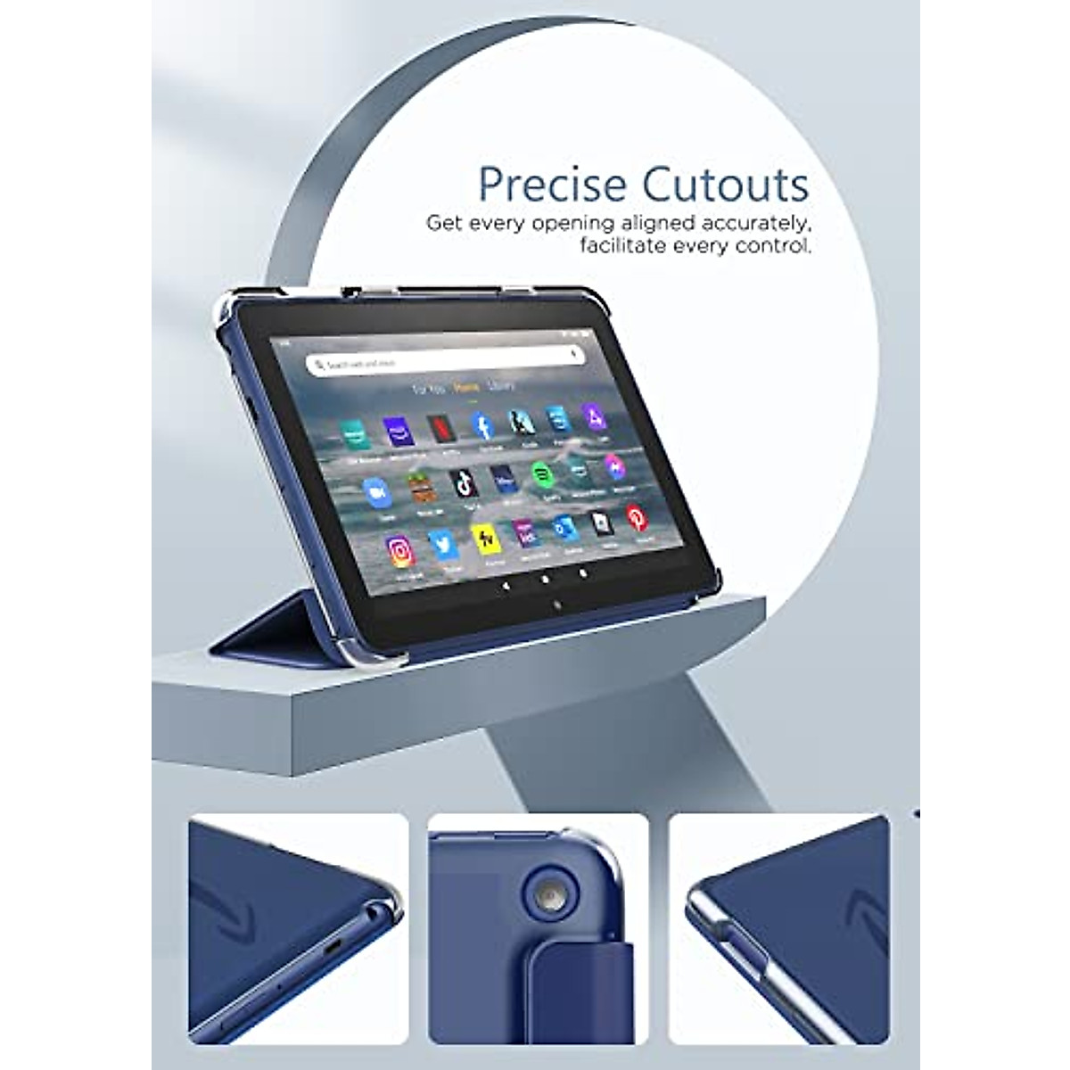 MoKo Case Fits Amazon All-New Kindle Fire 7 Tablet (2022 Release-12th Gen) Latest Model 7", PU Leather Trifold Stand Cover with Translucent Frosted Backshell with Auto Wake/Sleep, Indigo