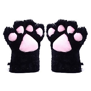 Odema Womens Winter Warm Gloves Cosplay Cat Paw All Cover Mittens for Girls