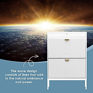 Brafab Shoe Storage Cabinet with 2 Flip Drawers&1 Small Drawer, Slim Entryway Shoe Organizer with Sun Pattern Doors for Leather Shoes,Pure White