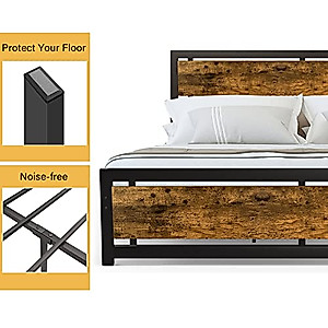 Pliwier Platform Queen Bed Frame, Heavy Duty Queen Size Bed Frame with Headboard and Footboard, Strong Steel Slat Support, No Box Spring Needed, Noise Free, Easy Assembly