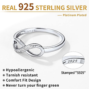 ChicSilver 925 Sterling Silver Ring Cubic Zirconia Cz Infinity Knot Rings for Women Eternity Wedding Band Promise Rings Size 12