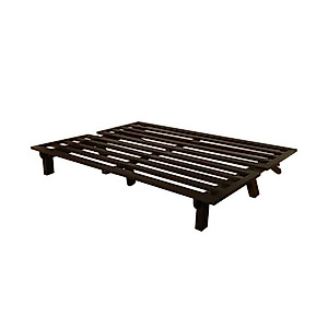 Kodiak Furniture Carson 75" Traditional Full-Size Wood Futon Frame, Solid Pine Construction, Assembly Required, in Java Brown Finish