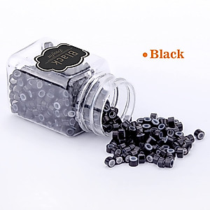 Duufin 2500 Pieces Micro Links Rings Hair Extensions Beads 5.0mm Silicone Lined Beads 5 Colors Micro Links for Women Men Hair Feather Extensions Tool