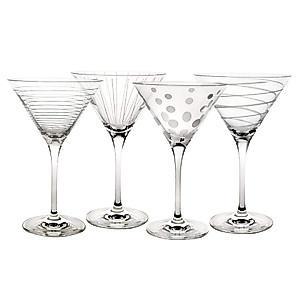 Mikasa Cheers Wine Glasses and Martini Glasses, Set of 8, Whimsical Etched Glassware