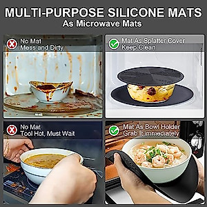 4PCS, JesDiary 10&8 Inch Silicone Trivets for Hot Dishes Pots Pans, Multi-Purpose Microwave Mat, Pot Holders, Hot Pads for Kitchen Countertop, Hot Plates to Protect Quartz Table, Heat Resistant, Black