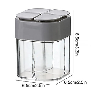 Spice Salt and Pepper Shakers, 4 In 1 Spice Jars,with Lid Plastic Spice Box, Travel Camping Seasoning Containers Transparent Cooking Spice Dispenser (White)