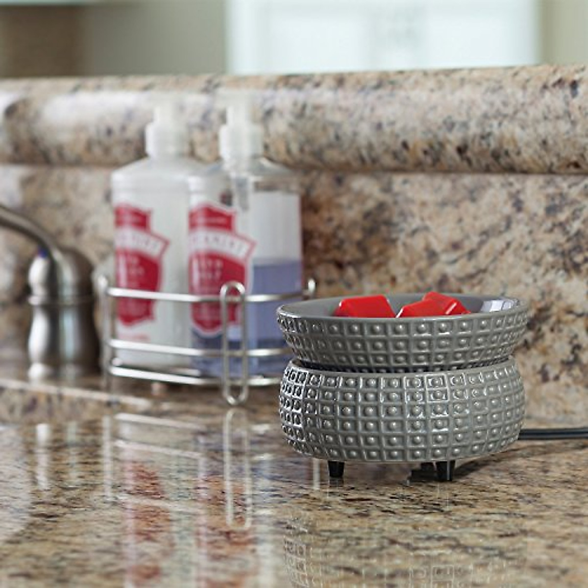 Candle Warmers Etc 2-In-1 Candle and Fragrance Warmer For Warming Scented Candles or Wax Melts and Tarts With To Freshen Room, Slate