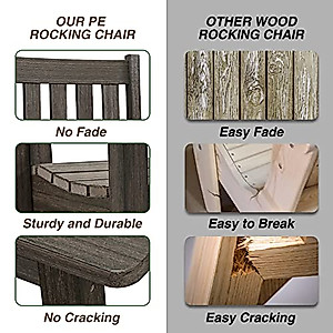 ACUEL Rocking Chair Outdoor, Oversize HDPE Patio Rocker Chairs, Weather Resistant 350lbs Heavy Duty Rocking Chair with High Back for Backyard, Porch, Fire Pit, Garden and Indoor (Dark Brown)