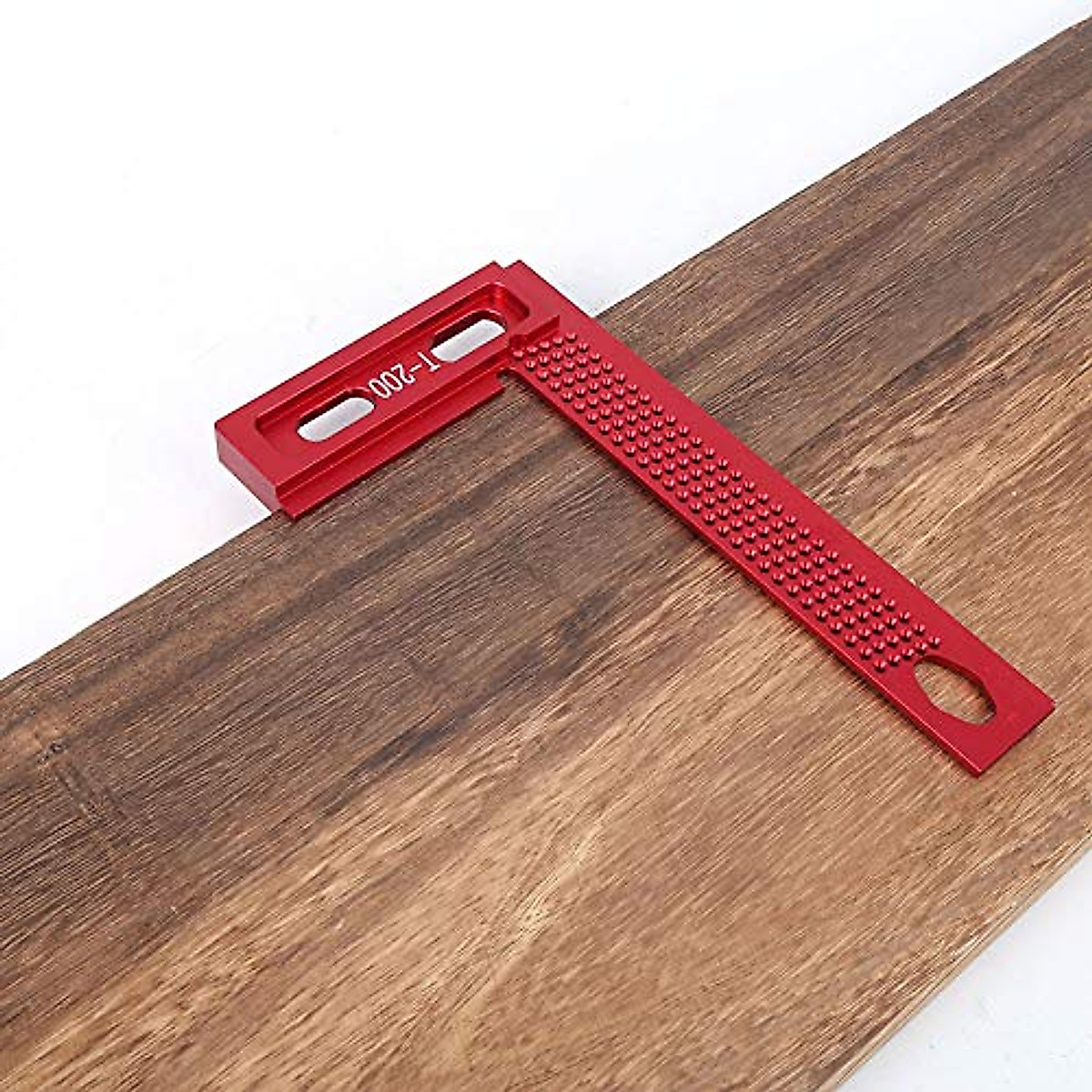T-200 Woodworking Ruler L Square Ruler Aluminum Alloy Hole Ruler Measuring Tool Wear-Resistant Rust-Proof Portable Crossed-Out Tool Carpenter Scriber Marking Tool