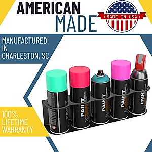 Koova 5 Aerosol Spray Can Holder | Easy Install Wall Mount | Heavy-Duty Powder Coated Steel Storage Rack for Garage & Home | Craft Workspace Paint Bottle Organizer | Hardware Included | USA Made