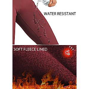 Willit Women's Fleece Lined Leggings Water Resistant Winter Pants Thermal High Waisted Yoga Hiking Running Tights Pockets Wine Red M