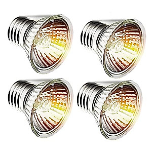 4-Pack 50W UVA+UVB Bulbs | Heat and Light for Reptiles and Amphibian Tanks, Terrariums and Cages | E27 Lamp Works with Various Lamp Fixtures