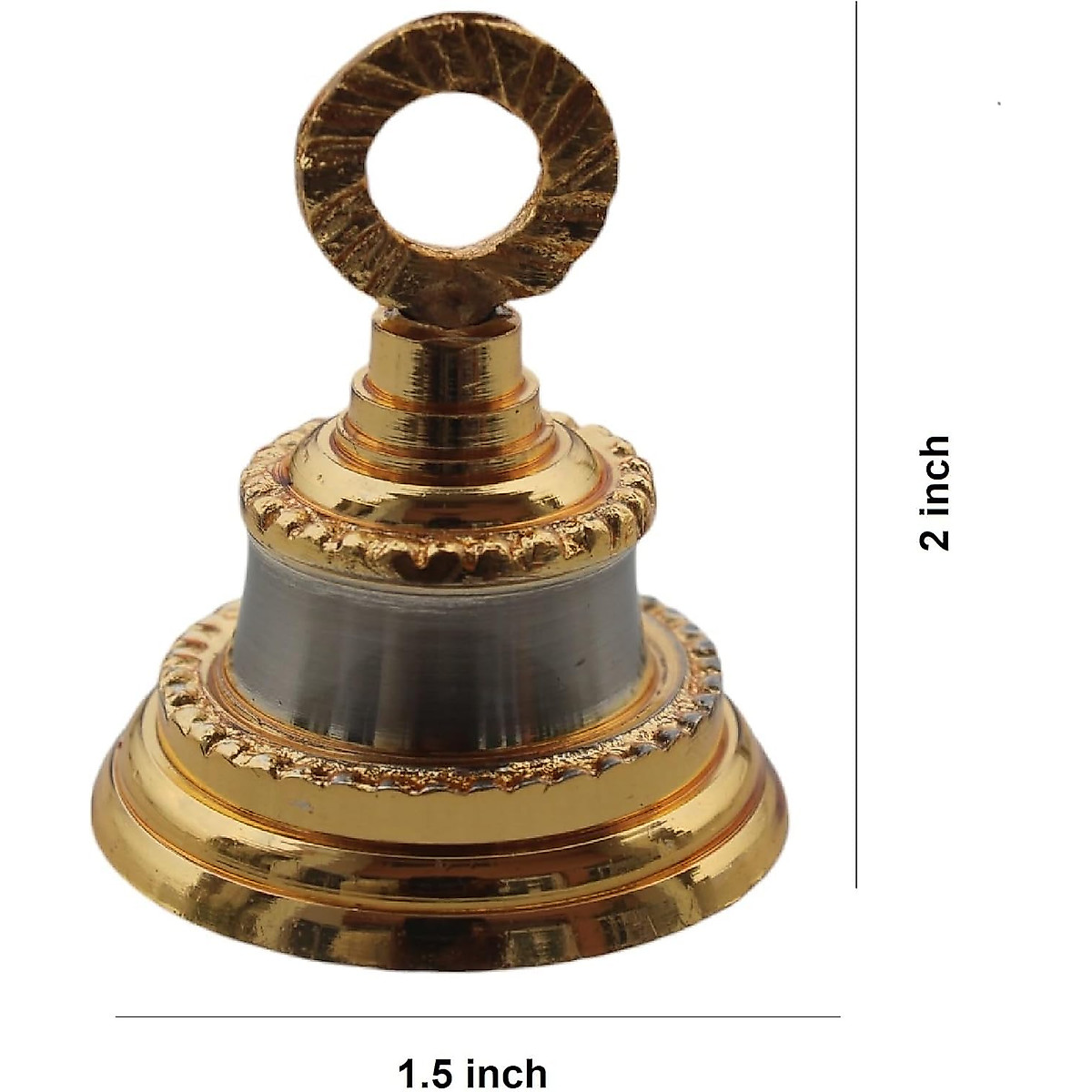 HANDTECHINDIA Brass Silver Plated 2 '' Bells Christmas Decoration Jingle Bell Sleigh Bell Jingle Bell Crafts Christmas décor Home décor Elephant décor Bells Musical Instrument Accessory. (10)