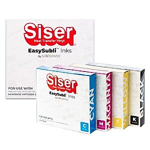 Sawgrass Easysubli SG500 Ink Set for Siser Users - Bundle with SG500 Printer DUST Cover (Cyan Yellow Magenta Black)