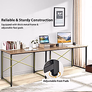 Tangkula L-Shaped Computer Desk, 95 Inch Reversible Corner Desk with Monitor Stand & 3 Cable Holes, 2-Person Long Study Writing Desk, Large Home Office Gaming Writing Workstation (Natural)