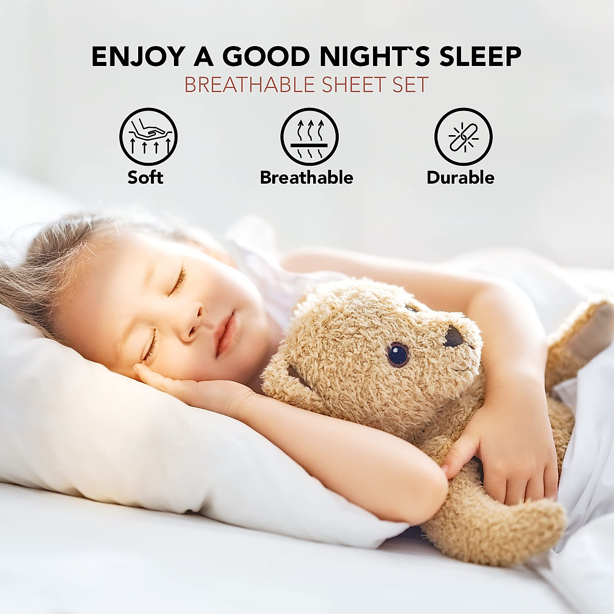 Deconovo Bed Sheets White Full Size Sheet Sets Microfiber 16" Deep Pocket 1800 Thread Count Luxury Comfort Bedding Silky Soft Touch 4 Pieces Pillowcases Flat Sheet & Fitted Sheet