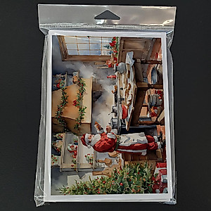 Caroline's Treasures DAC3308GCA7P Cookies with Santa Claus Greeting Cards Pack of 8 Blank Cards with Envelopes Whimsical A7 Size 5x7 Blank Note Cards