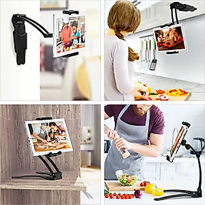 Bben iPad Wall Mount,360° Rotating Kitchen iPad Stand, iPad Under Cabinet Mount, Tablet Wall Mount for iPad Pro, Kitchen Tablet Holder for iPad Mini 5, iPad Air 4, Other 5-12” Devices, Black
