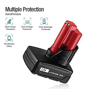 ORHFS Upgraded 2Packs M12 6.5Ah 12V Replacement Battery Compatible with Milwaukee M12 12V Lithium Battery 48-11-2410 48-11-2420 48-11-2411 48-11-2401 48-11-2402 Tools