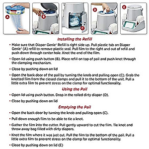 Playtex Diaper Genie Quick Caddy, Mini Portable Diaper Pail with Improved Lid Closure, Includes 270 Count Refill Cartridge(Pack of 1)