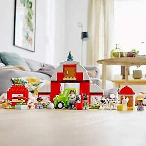 LEGO DUPLO Town Barn, Tractor & Farm Animal Care 10952 Playset with People Figures and Cute Pony, Pig, Dog, Sheep, Cow, Calf, Rooster and Chicken Toys; Great Learning Toy, New 2021 (97 Pieces)