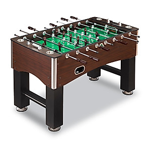 Hathaway Primo 56-In Foosball Table for Family Game Room - With E-Z Spin Bearings, Analog Scoring Units, Solid MDF Cabinet, Easy-Grip Handles & Adjustable Leg Levelers - Wood Grain Finish