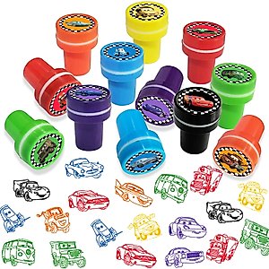 MLEDUY Cars Birthday Party Supplies, 24Pcs Cars Theme Stamper Party Favors, Cars Goodie Bag Stuffers for Cars Party Decorations