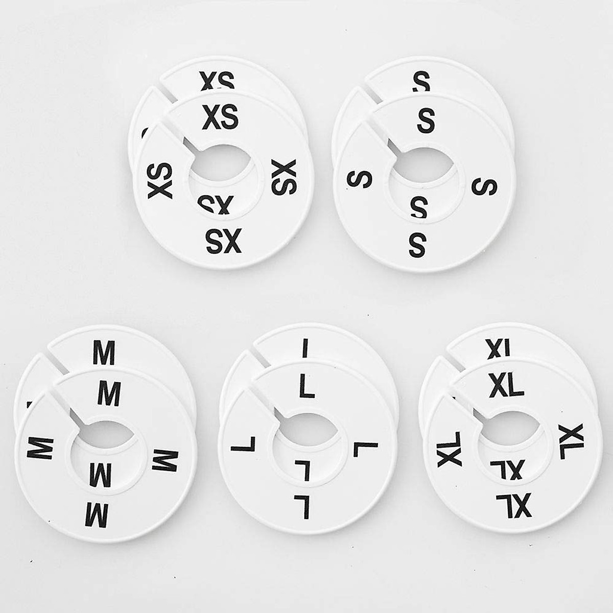 NAHANCO CWBKIT1 White Round Clothing Size Divider with Black Print for Home or Clothing Store, XS-XL, Kit of 10 (5 Sizes of 2 Each)