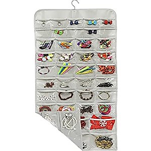 Simple Houseware Hanging Jewelry Organizer 80 Pocket, Grey