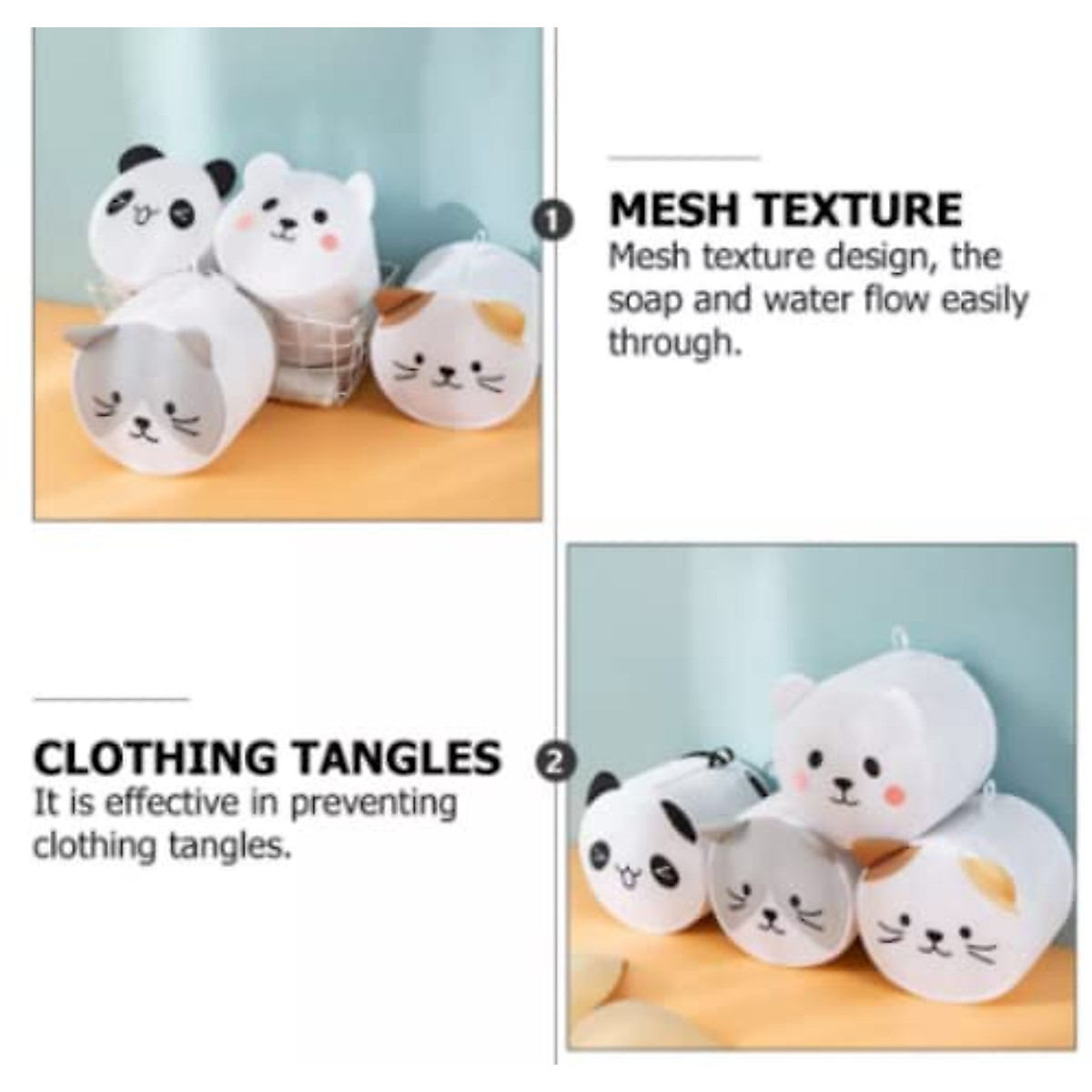 LEACIEN Bra Washing Bags for Laundry,Bras Laundry Bag for Washing Machine Delicate Wash Bag for Underwear,Lingerie,Socks,Undershirt (Bear Set)