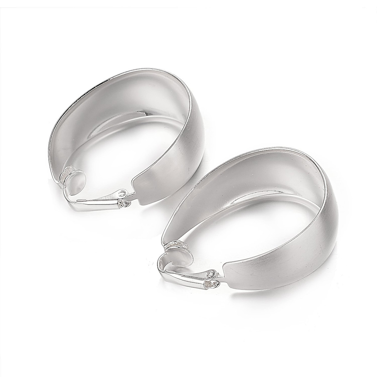 Yoursfs Silver Clip Thick Hoop Earrings For Women Clip On Platinum Plated Non Pierced Ears 35mm Large Earring