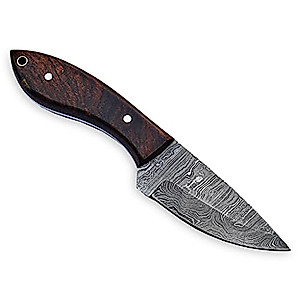 MMA 8inch Custom Handmade Damascus blade knife/Fixed blade knife with sheath/Fixed Blade Knives/Skinning Knives/Hunting Knives/EDC Knives (Brown)