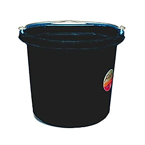Fortiflex Flat Back Feed Bucket for Dogs/Cats and Small Animals, 24-Quart, Black