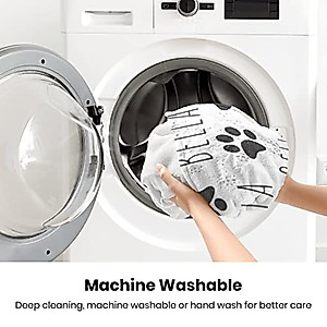 Ecautly Personalized Dog Blanket, Custom Paw Print Dog Blanket with Pets Name, Stuff for Pets, Customized Puppy Blanket with Name, Pets Bereavement/Passing Away Gifts